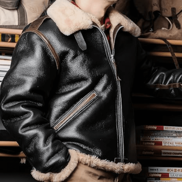 Men’s B6 Aviator Sheepskin Leather Jacket - Xeboi